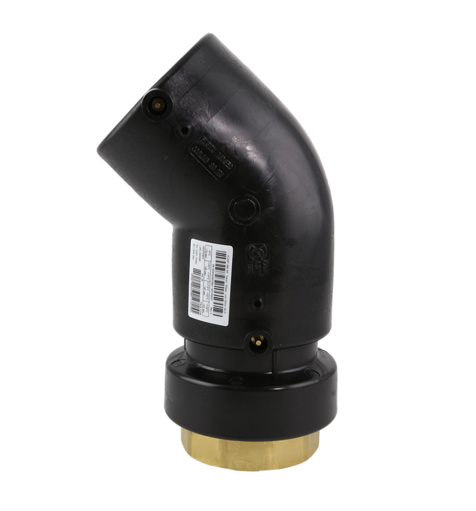 Electrofusion transition elbow 45° PE/brass female | Plastitalia