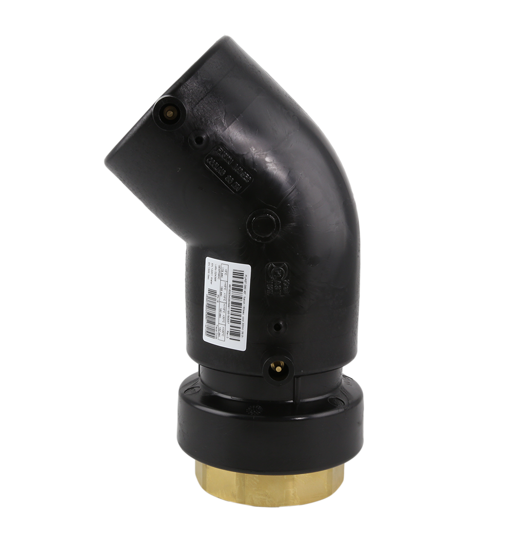 Electrofusion transition elbow 45° PE/brass female | Plastitalia